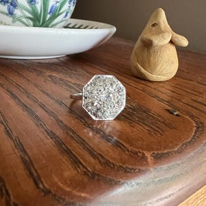 XL 2.7 Carat OCTAGON Shield French Antique PLATINUM Ring Old Mine Cut ...