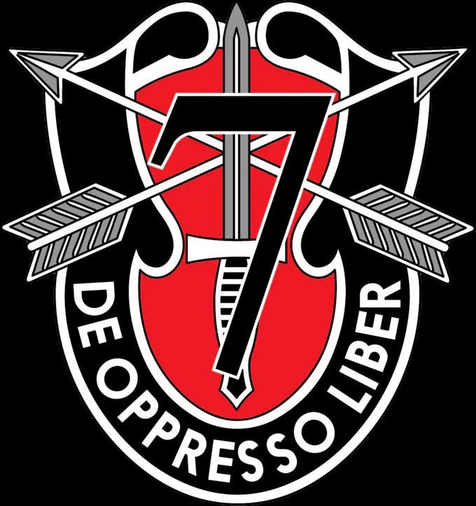 US Army 7th Special Forces Group (7th SFG) - De Oppresso Liber Logo ...