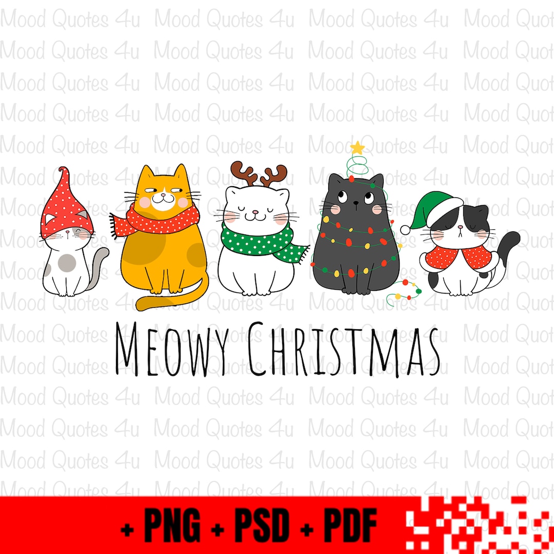 Meowy Christmas Png, Christmas Cat Png, Cat Png, Cat Lover, Merry ...