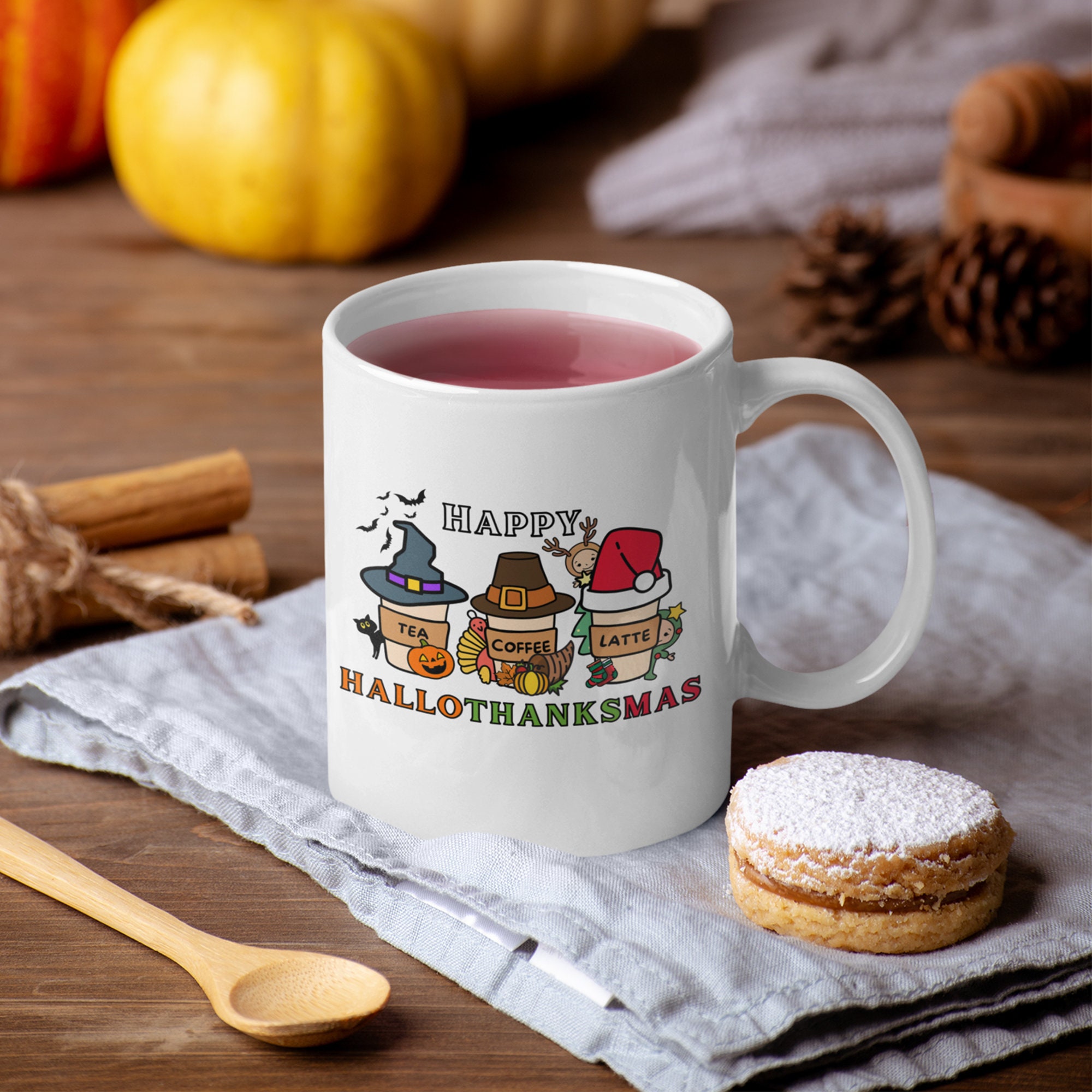 Happy Hallothanksmas Coffee Png, Christmas Png, Halloween Png ...
