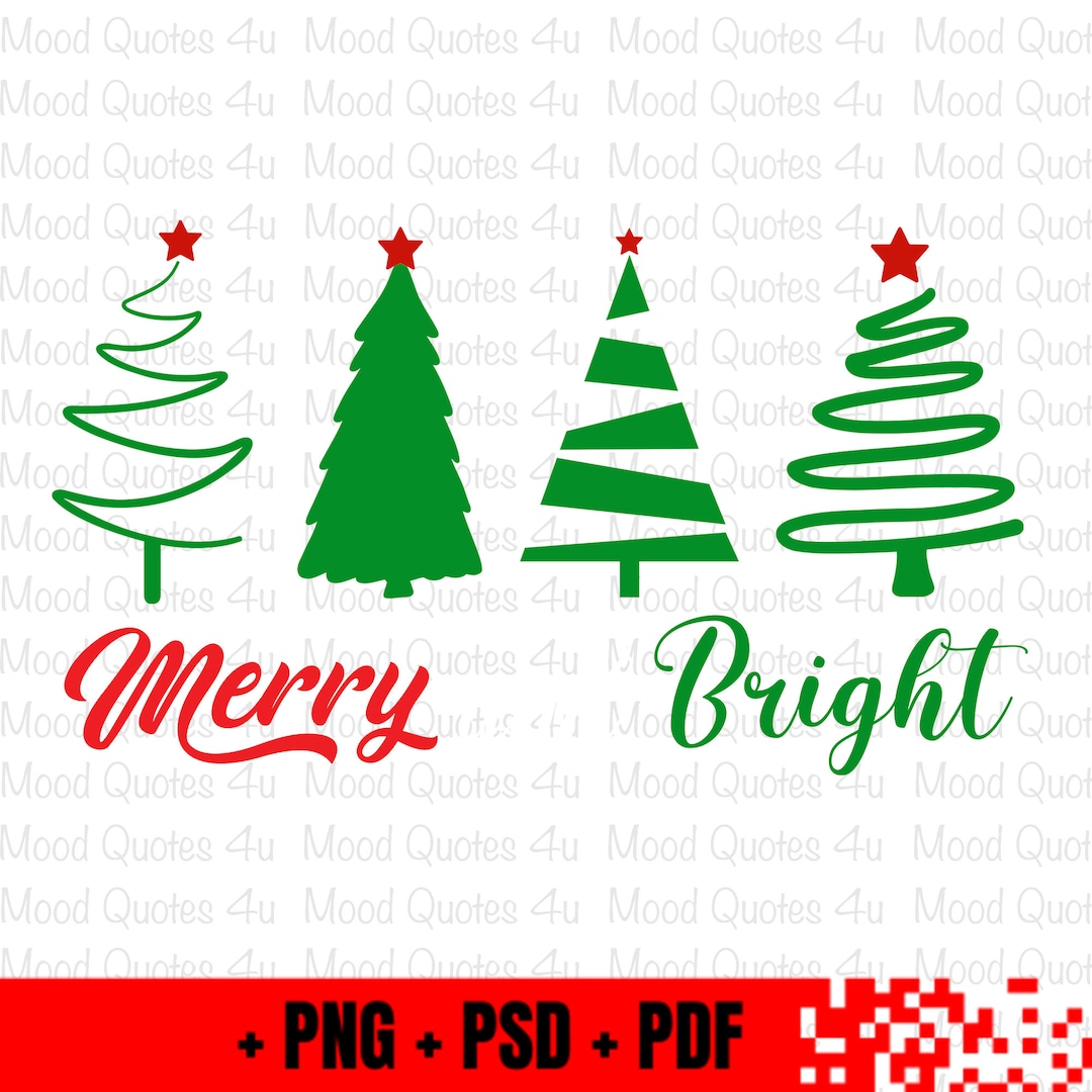 Merry and Bright Png, Christmas Tree Png, Christmas Clipart, Christmas ...