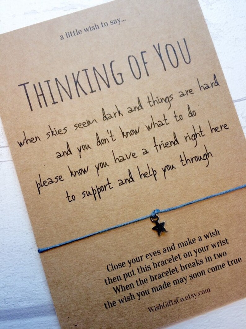 Thinking of You Card, Difficult Time Gift for Friend, Wish Bracelet ...