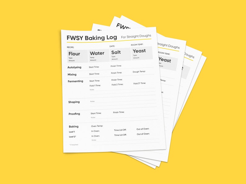 Bread Baking Log for Ken Forkish Book Flour Water Salt Yeast PDF ...