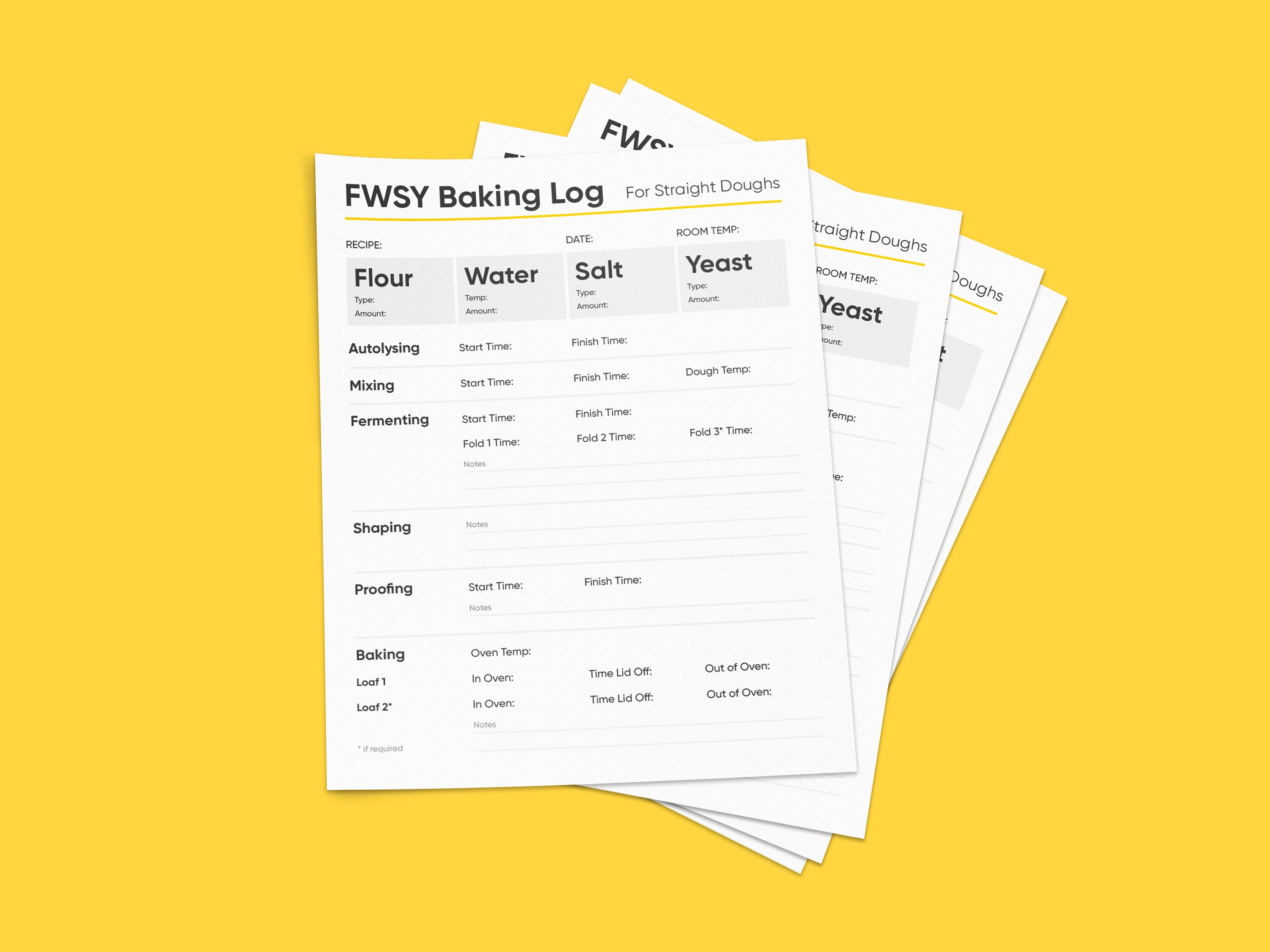 Bread Baking Log for Ken Forkish Book Flour Water Salt Yeast PDF ...