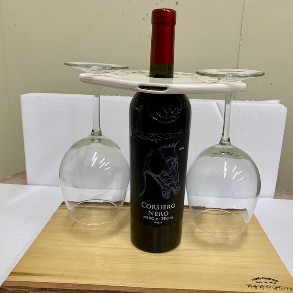 Ceramic Wine Caddy With Glasses - Etsy