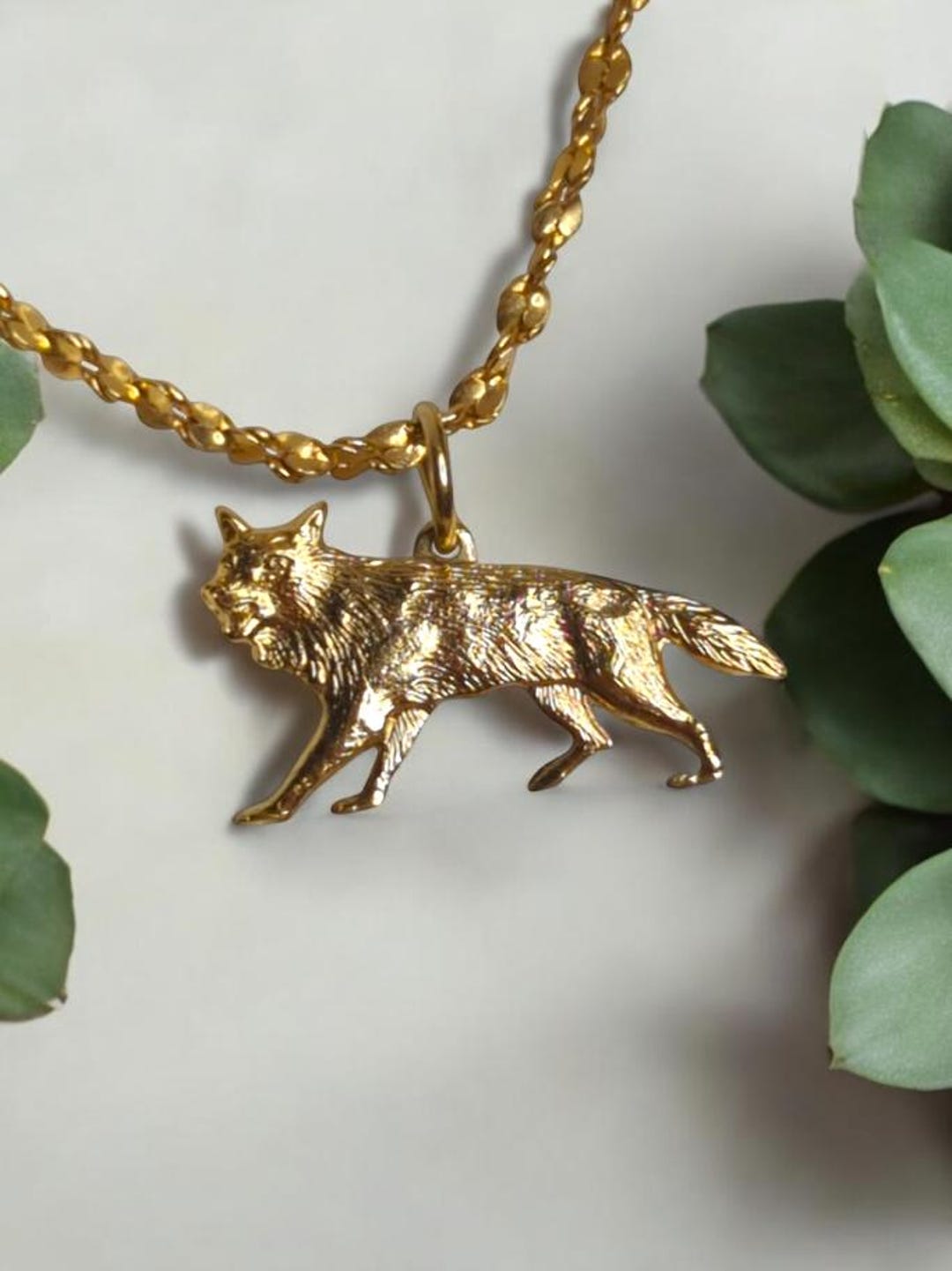 Gold Wolf Necklace for Men & Women - Minimalist Wild Animal Jewelry ...