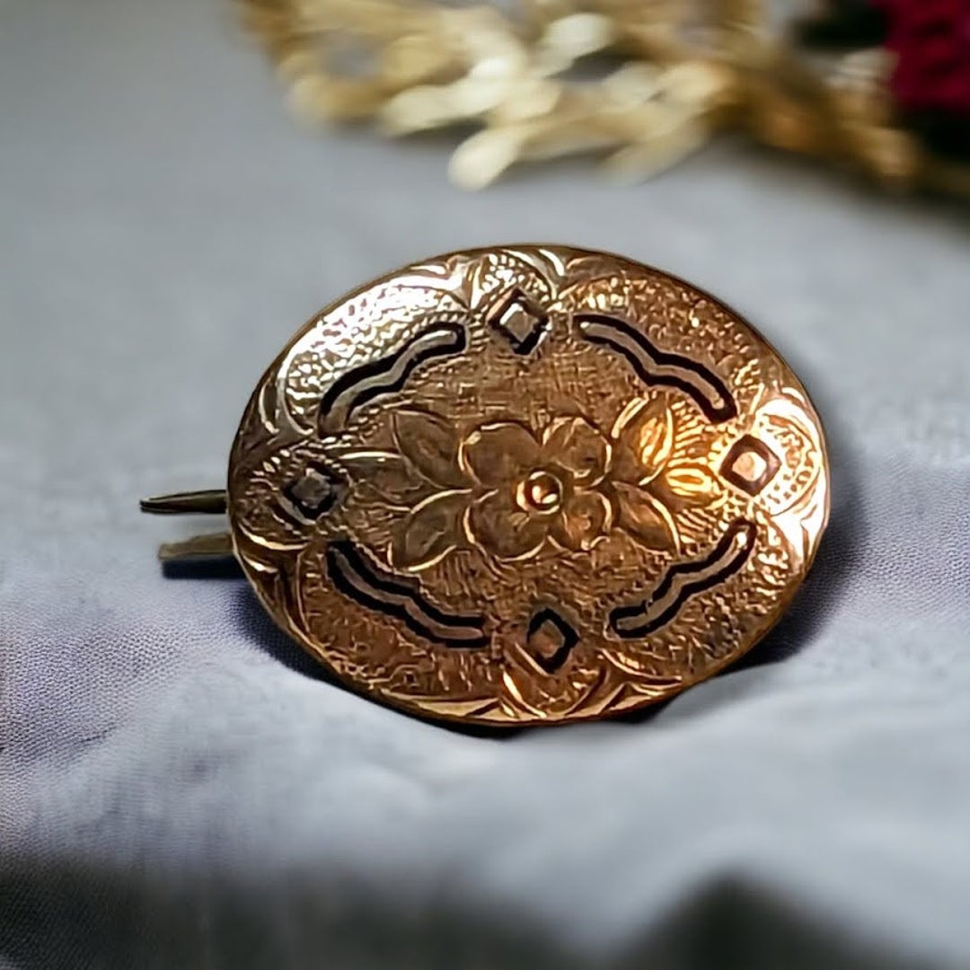 Mourning Brooch Pin, Victorian Black Enamel Brooch, Antique Brooch ...