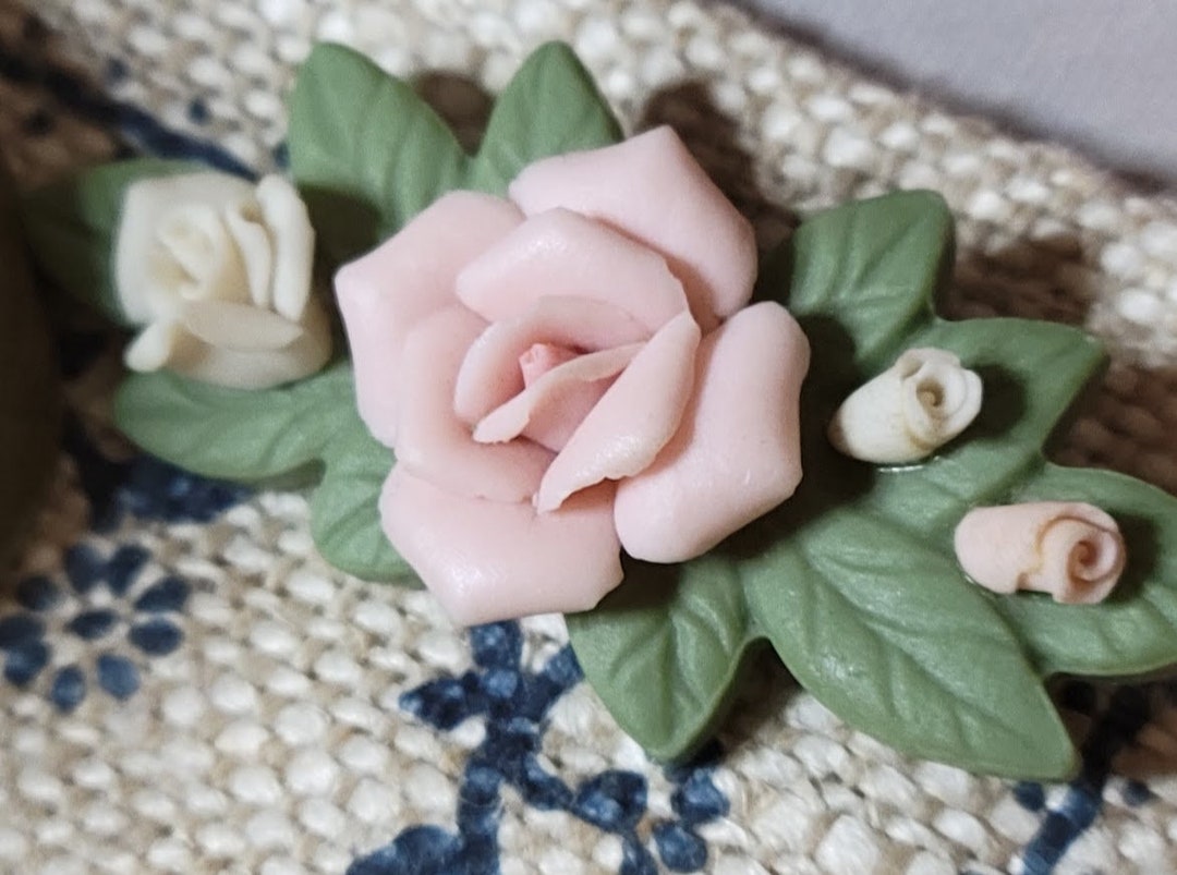 Vintage Capodimonte Porcelain Rose Brooch: Handcrafted Italian Jewelry ...
