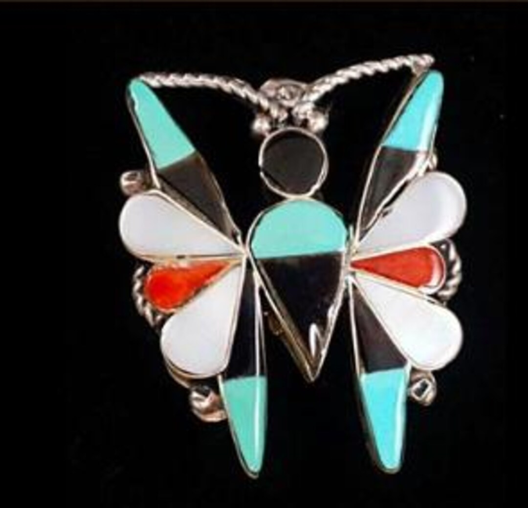 Zuni Multi Stone Inlay Butterfly Pin/pendant by D.qualo Handmade Native ...