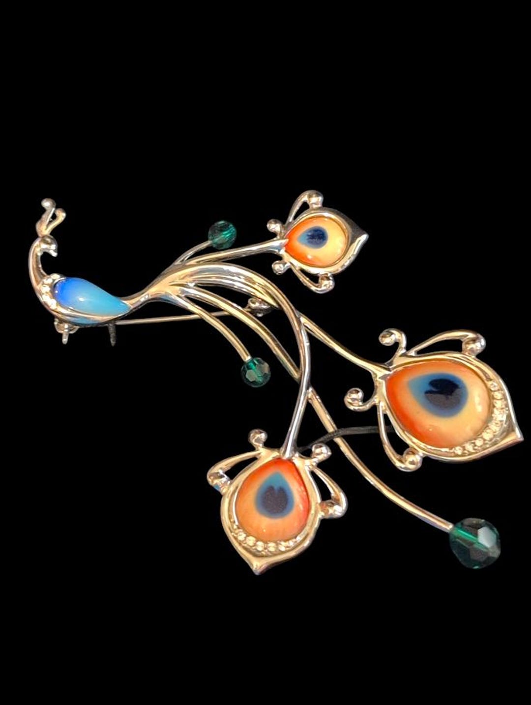 Franz Collection Peacock Brooch, Porcelain & Rhodium-plated Brass ...
