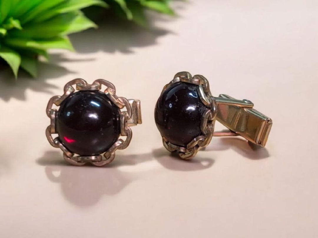 Vintage Men's Garnet Cufflinks 12k Gold Filled Signed Nanasi, Mid ...