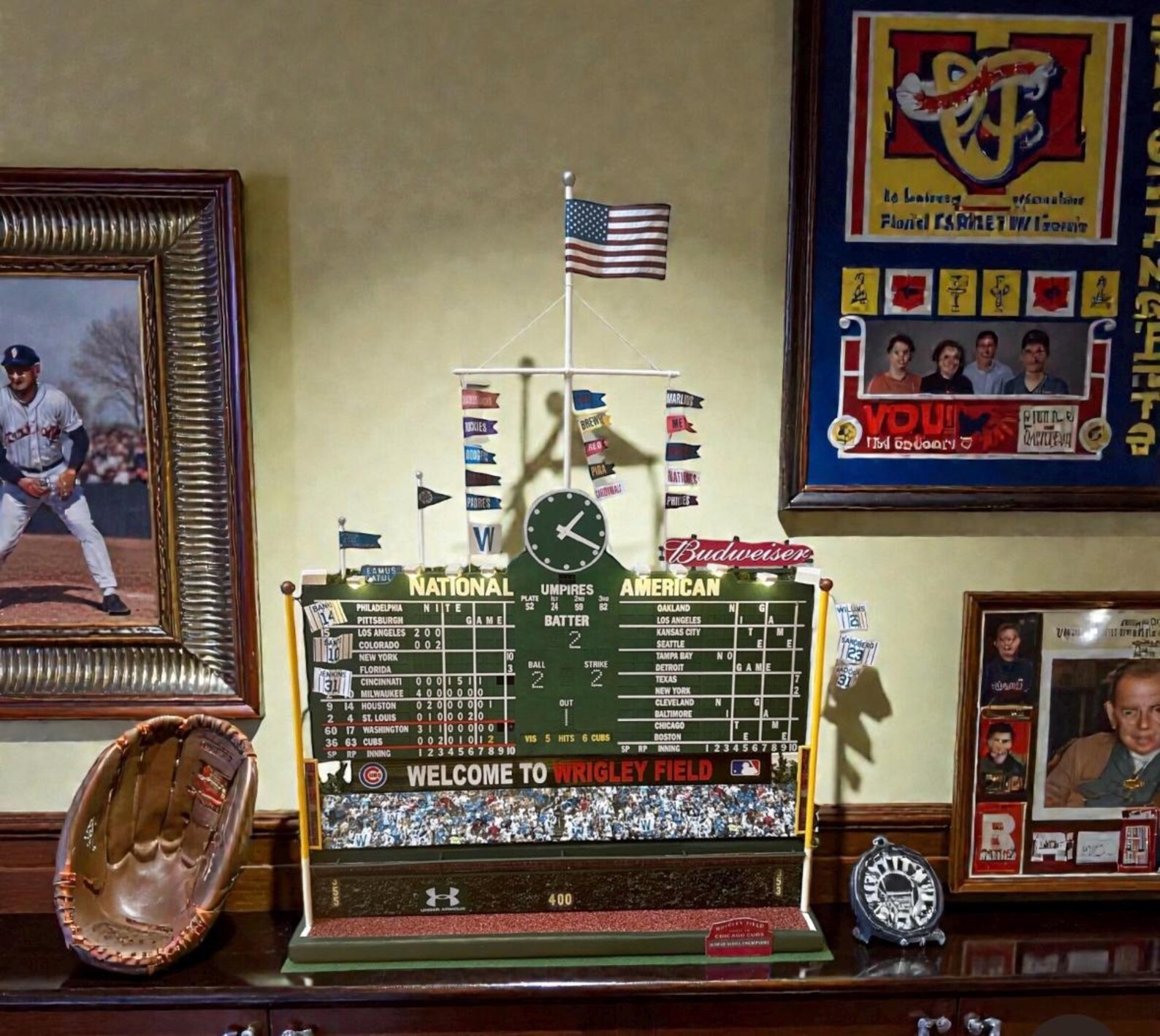 Classic Handmade Lighted Wrigley Field Chicago Cubs Welcome Scoreboard ...
