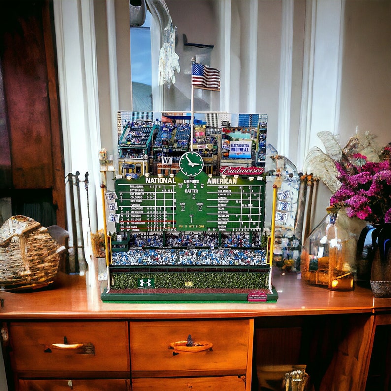 Classic Handmade Lighted Wrigley Field Chicago Cubs Welcome Scoreboard ...