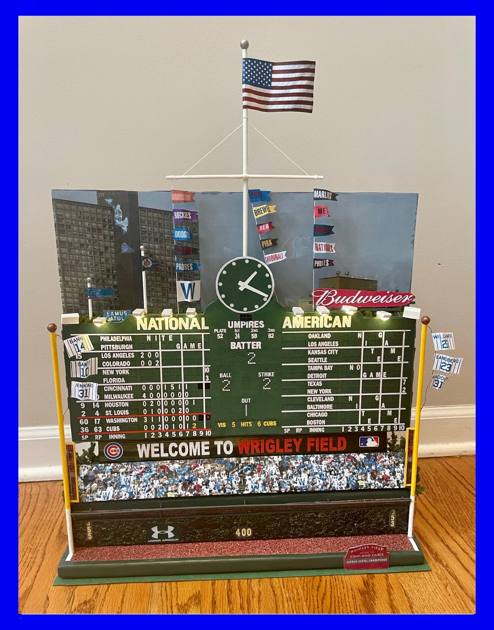Classic Handmade Lighted Wrigley Field Chicago Cubs Welcome Scoreboard ...