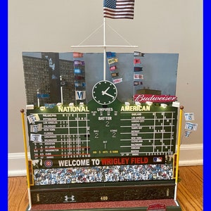 Classic Handmade Lighted Wrigley Field Chicago Cubs Welcome Scoreboard ...