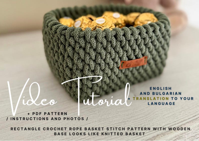Rope Basket Crochet Pattern + Video Tutorial | DIY Rope Basket for ...