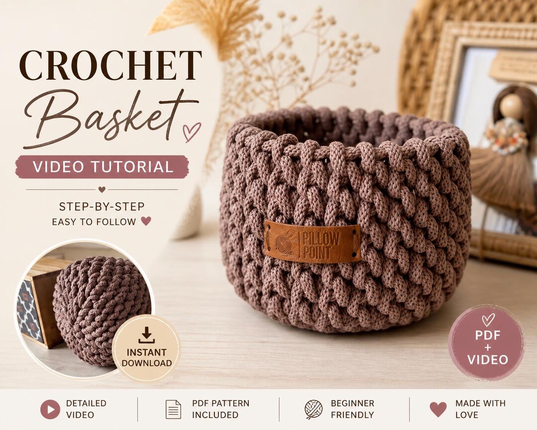 Crochet Rope Basket Pattern With Video Tutorial | Textured Stitch PDF ...