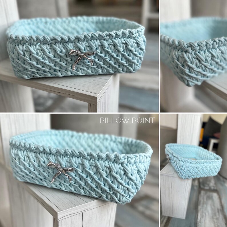 Crochet Basket Pattern With Oval Wooden Base | Textured Stitch PDF ...