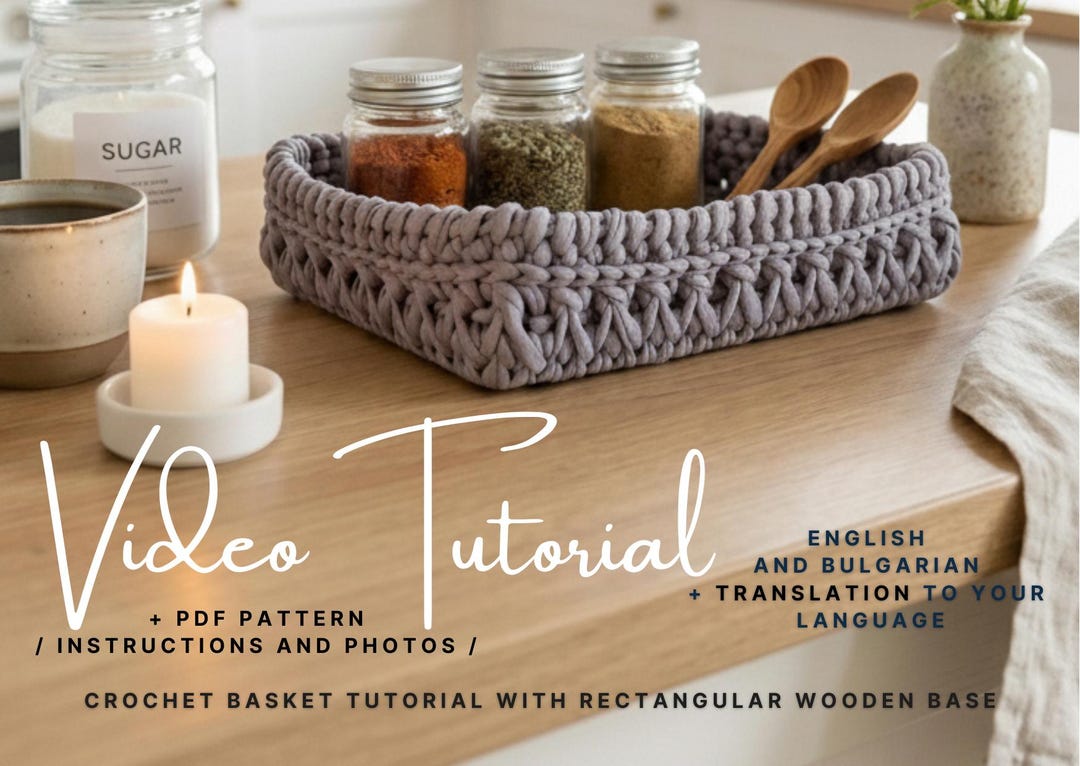 Rectangular Crochet Basket Video + PDF Pattern | Step‑by‑step Crochet ...