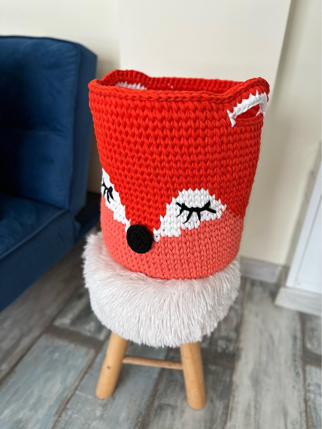 Crochet Nursery Basket Animal Basket Storage Bowl Foxy Basket Crochet Storage Toy Basket Nursery ...