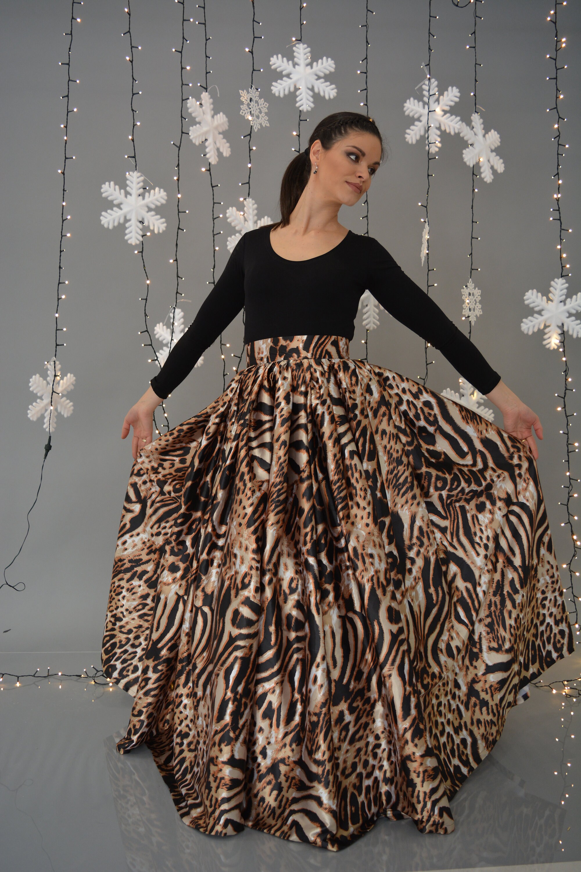 Leopard Print Skirt/ Animal Print Skirt/ Full Lenght Skirt/ - Etsy