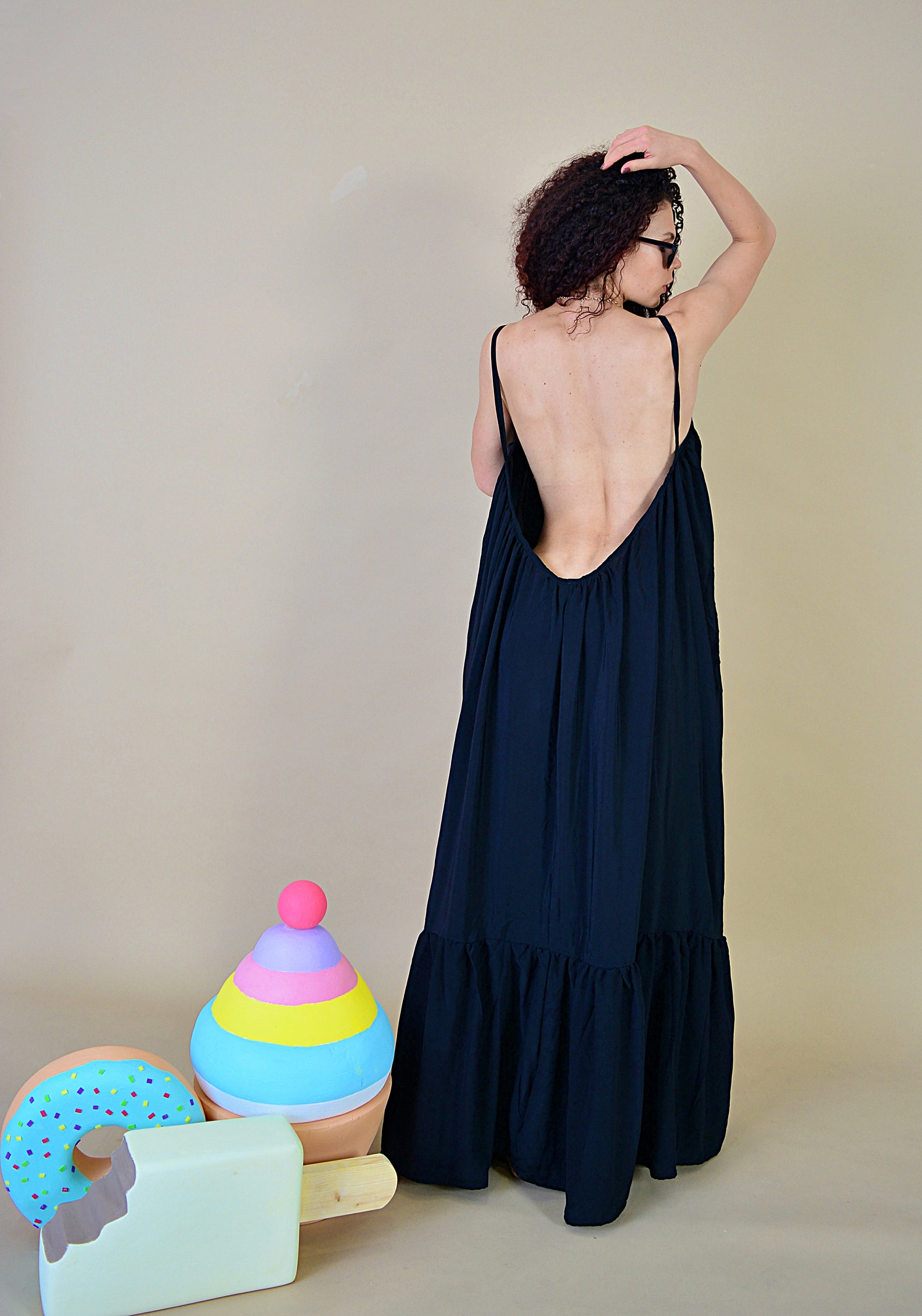 Open Back Dress/ Summer Beach Dress/ Backless Dress/ Dress With Pockets ...