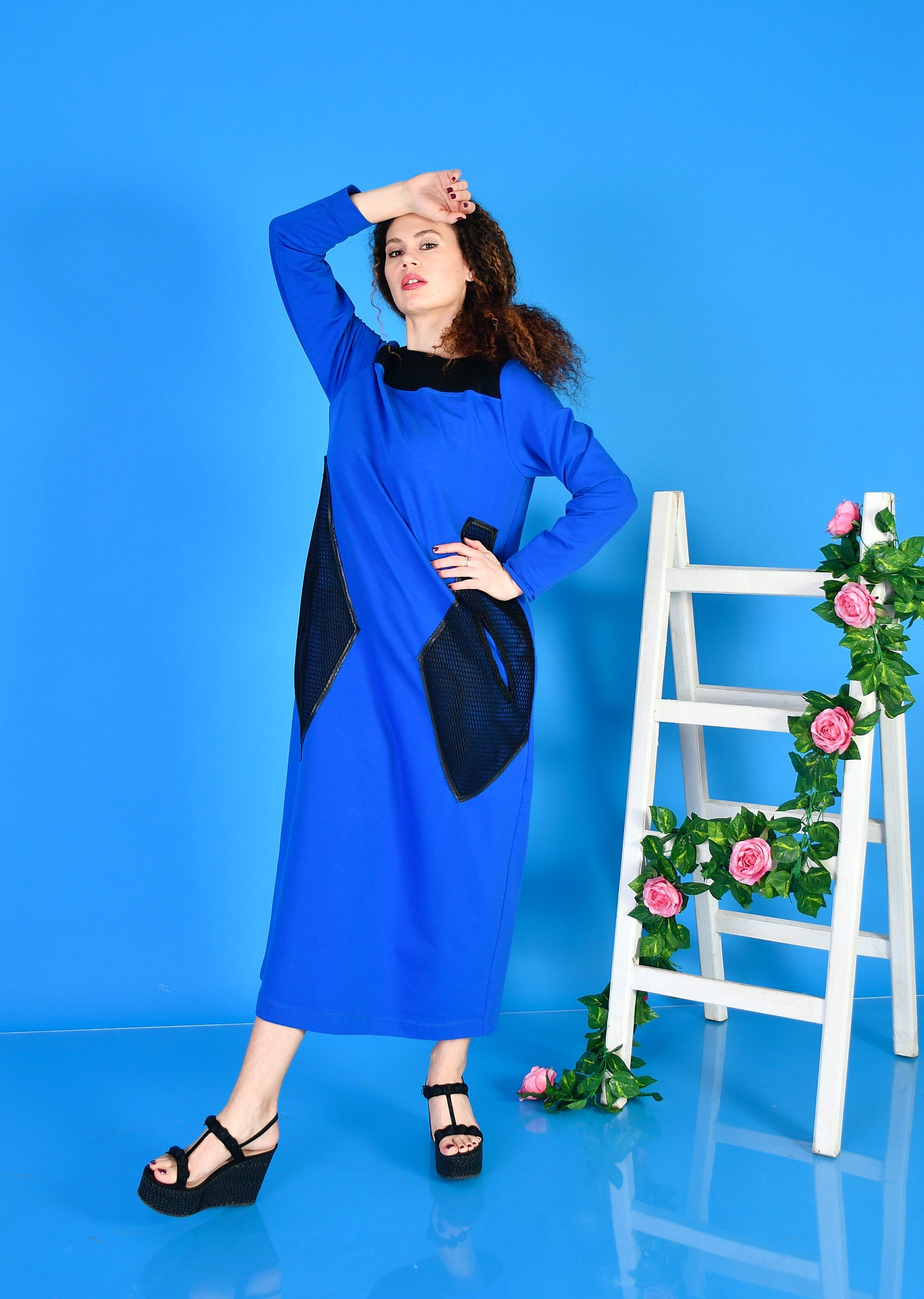 Blue Dress/ Winter Dress/ Cold Weather Dress/ Streetwear | Etsy