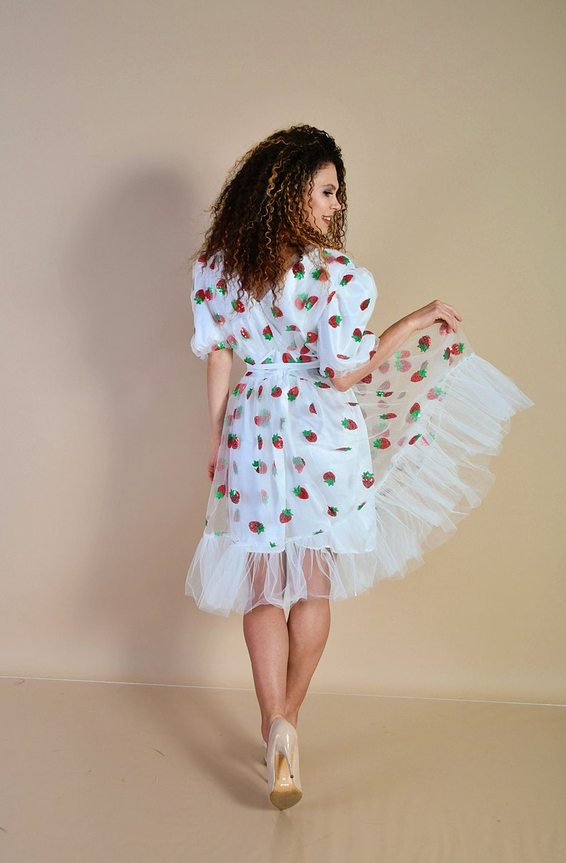 Strawberries Dress/ Short Wedding Dress/ Italian Tulle Dress/ - Etsy