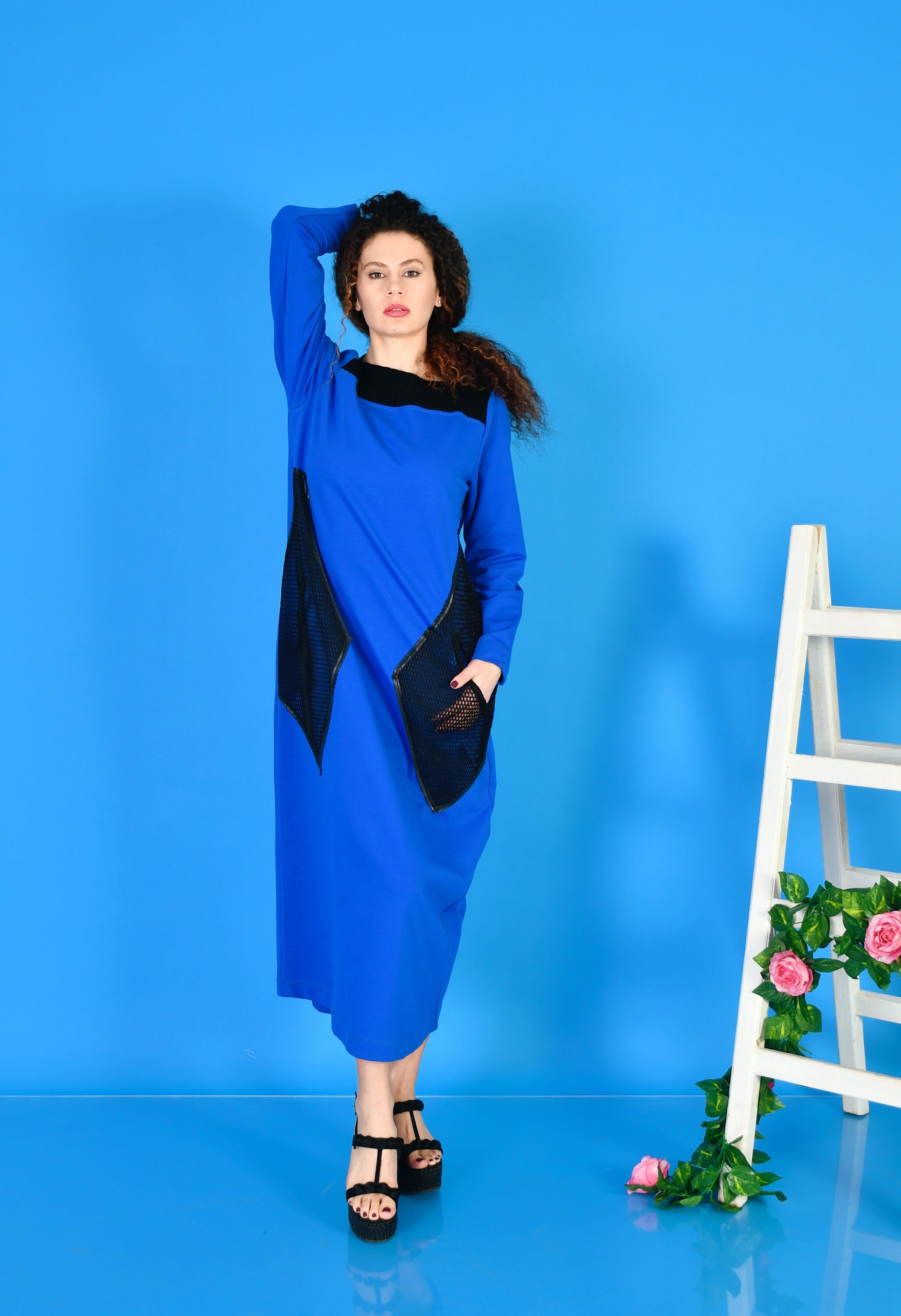 Blue Dress/ Winter Dress/ Cold Weather Dress/ Streetwear | Etsy