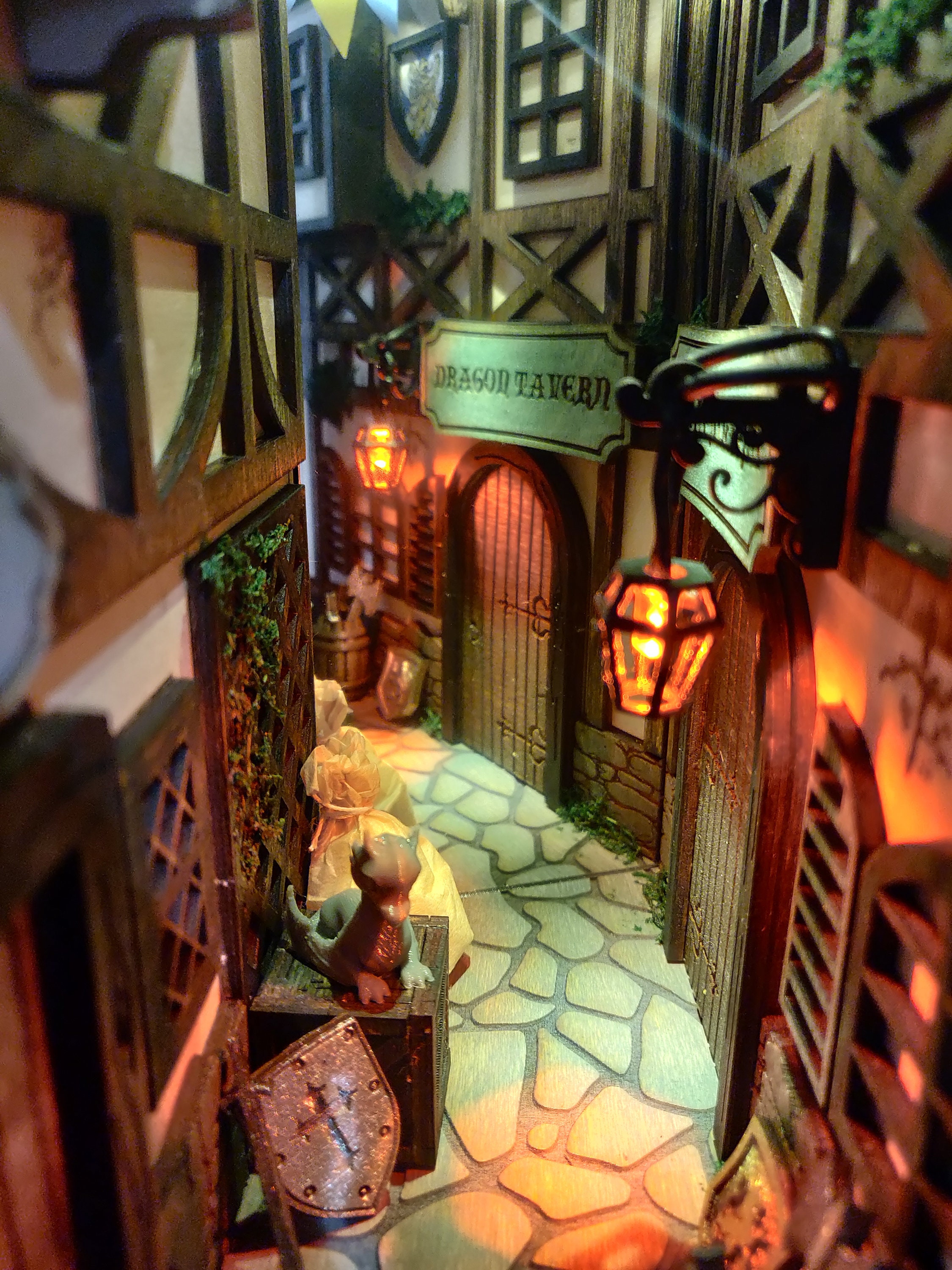 MINI ALLEY Medieval Assembled Booknook Premade Bookshelf Insert ...