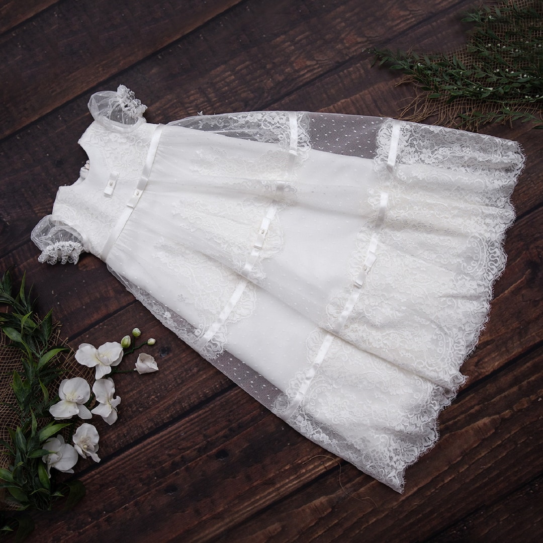 Vintage Chantilly Lace Christening Gown – Cotton Batiste Lining - Etsy