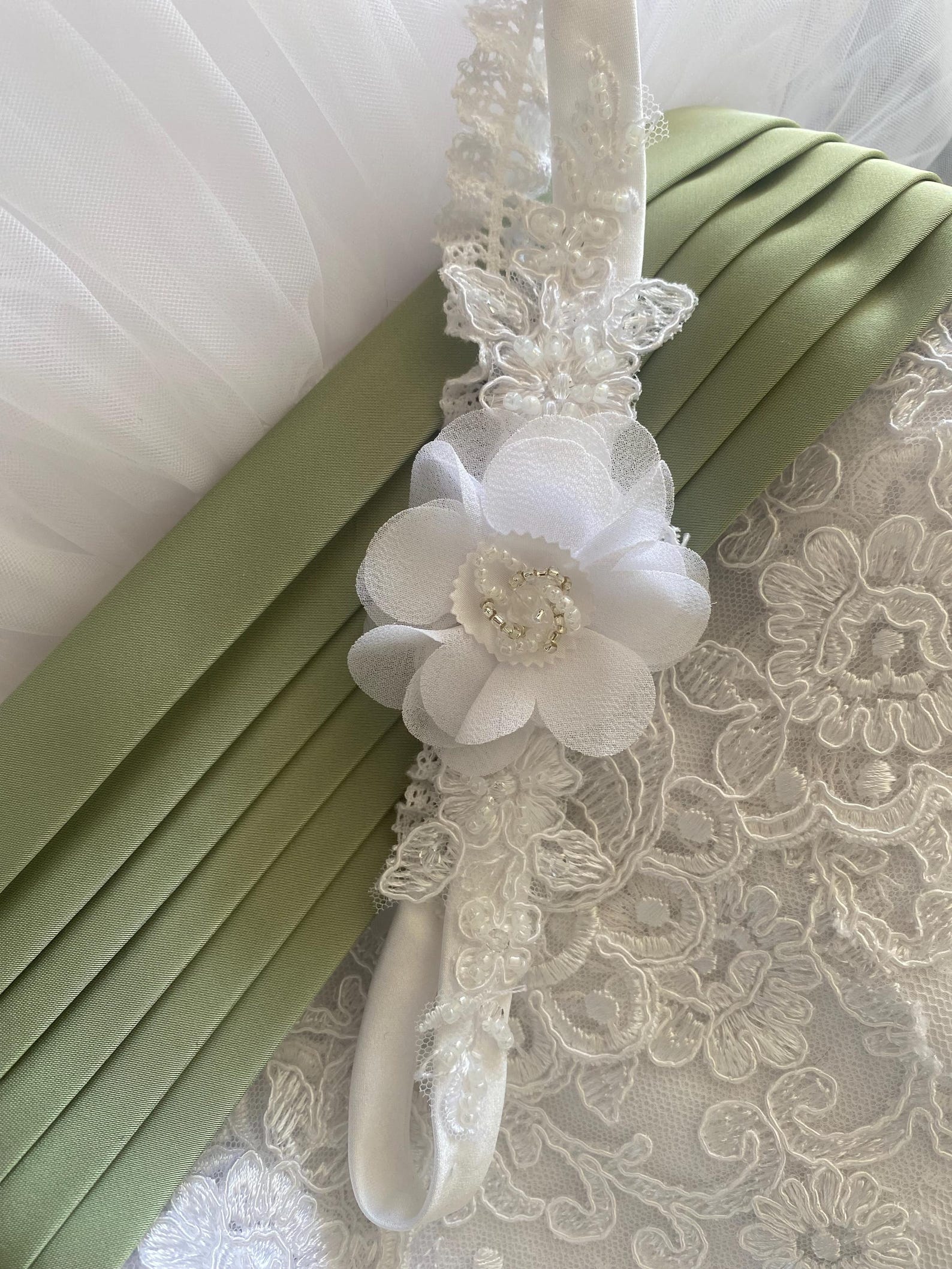 Lace Tulle Flower Girl Dress, Sage Green Bow, Pearl Buttons - Etsy