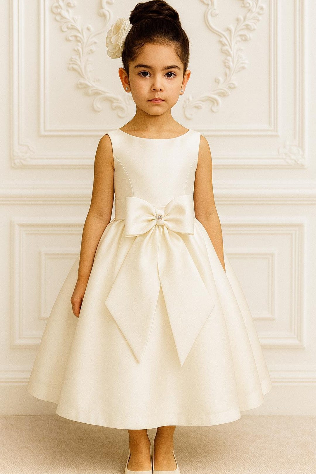 Mikado Flower Girl Outfit • Elegant Ceremony Look With Bow. - Etsy