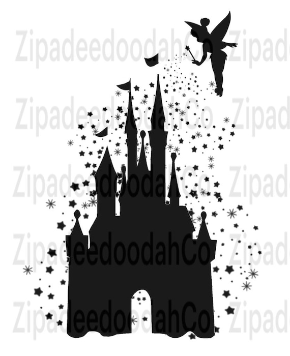 Disney Castle Silhouette With Tinkerbell