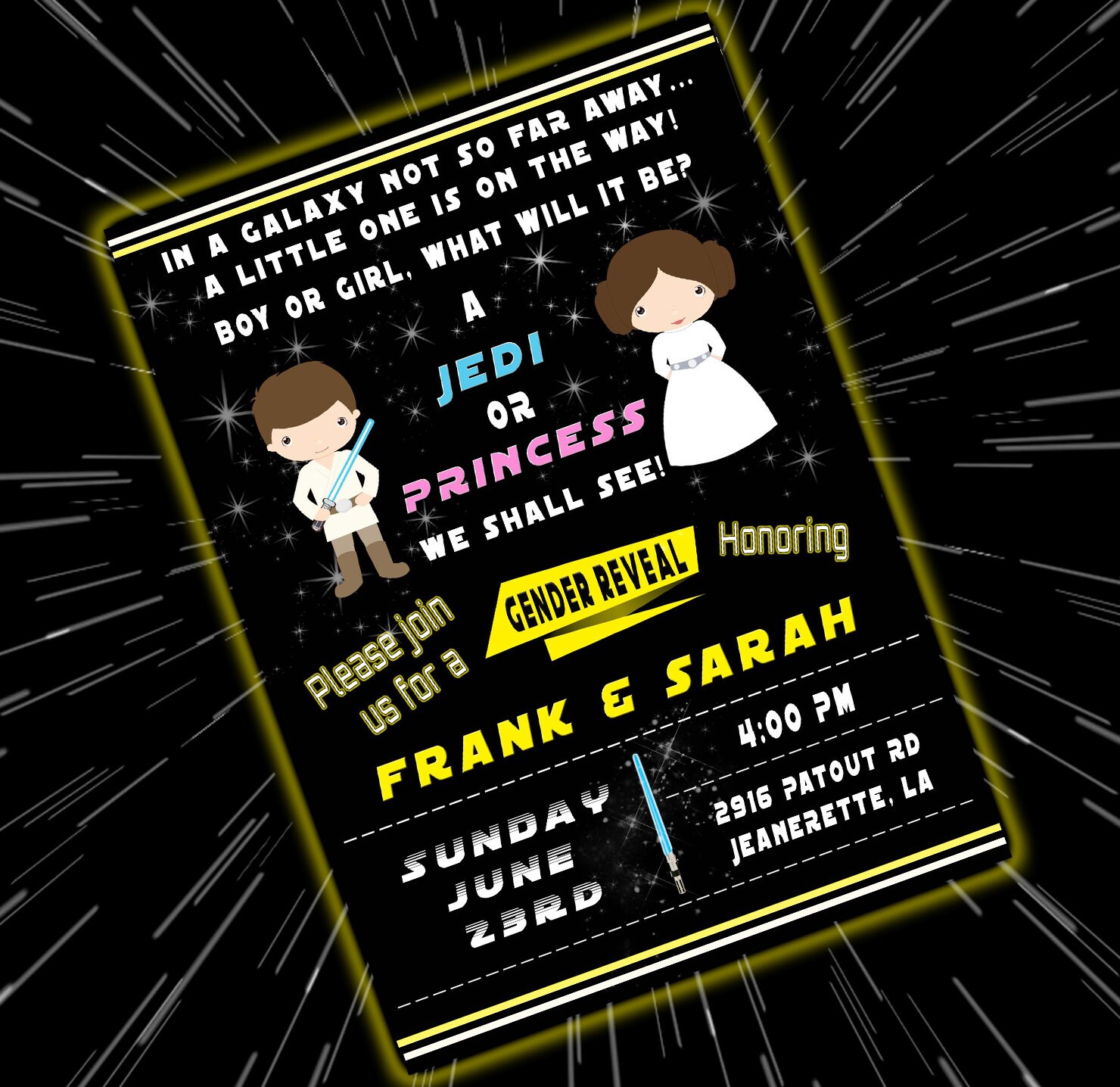 Star Wars Gender Reveal BUNDLE, Jedi or Princess, DIGITAL DOWNLOADS - Etsy