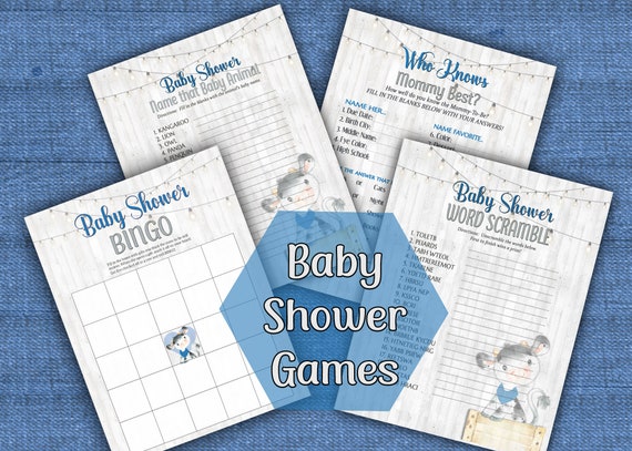 Baby Cow Baby Shower Games BOY 4 GAMES Instant Download 8 | Etsy