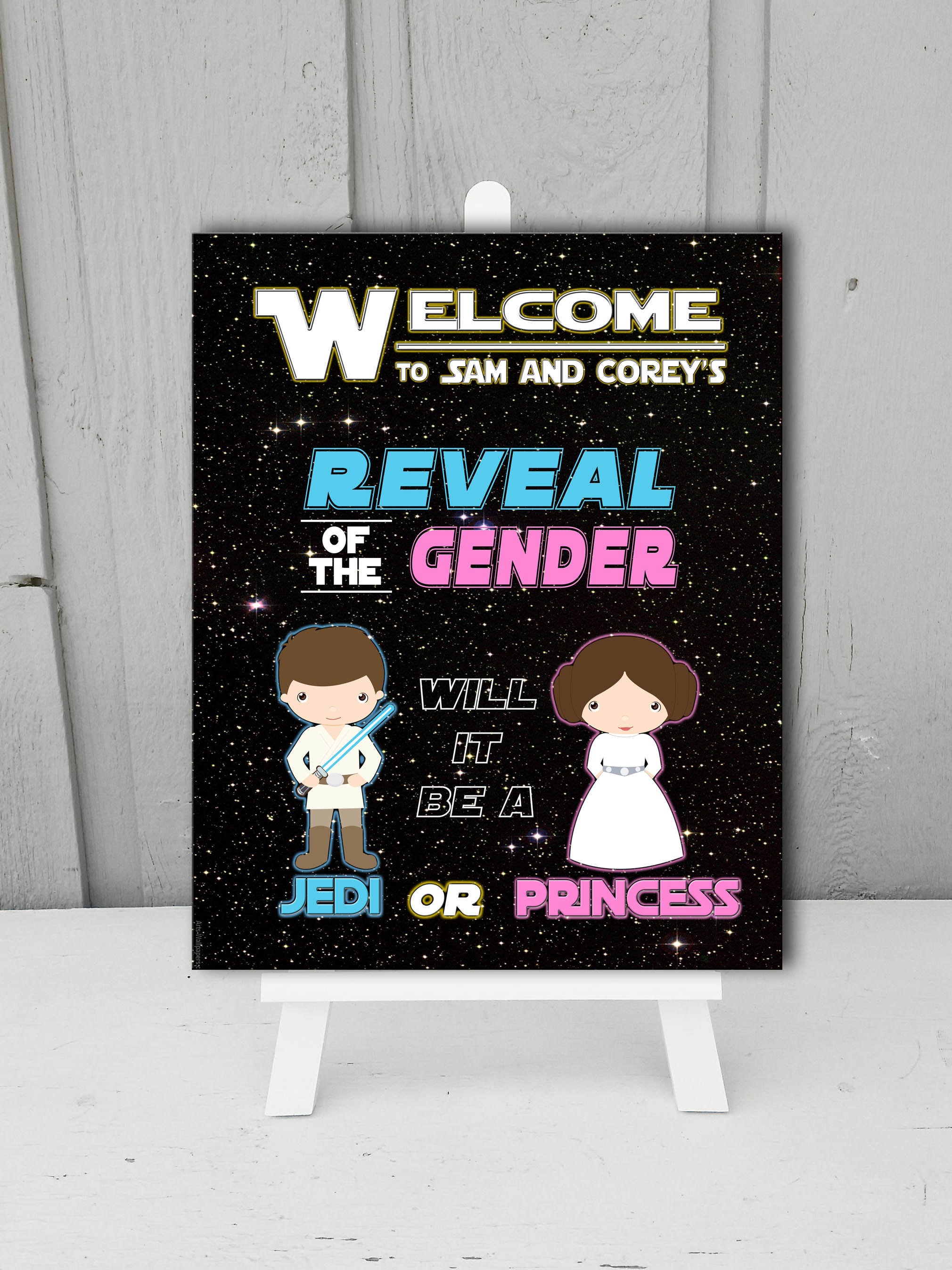 Star Wars Gender Reveal Welcome Sign, Jedi or Princess (digital Item ...