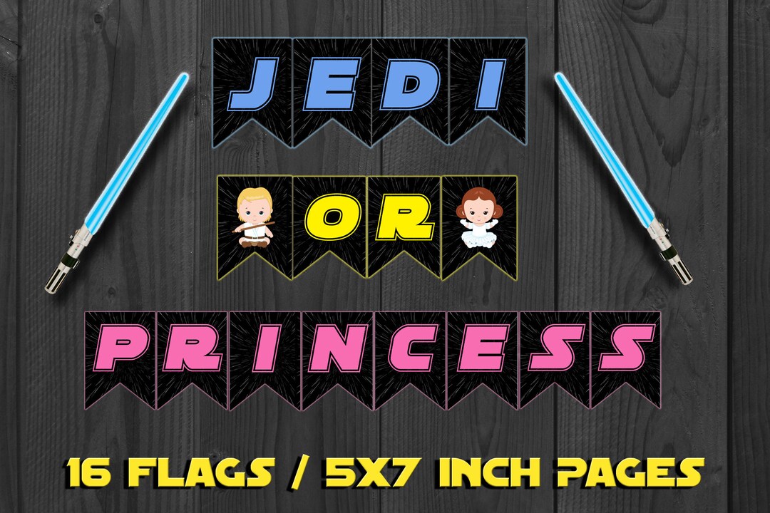 Star Wars Gender Reveal Banner, Jedi or Princess, DIGITAL ITEM ONLY ...