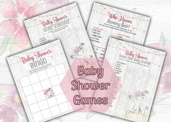 Baby Cow Baby Shower Games Girl 4 GAMES 8 1/2 X 11 - Etsy