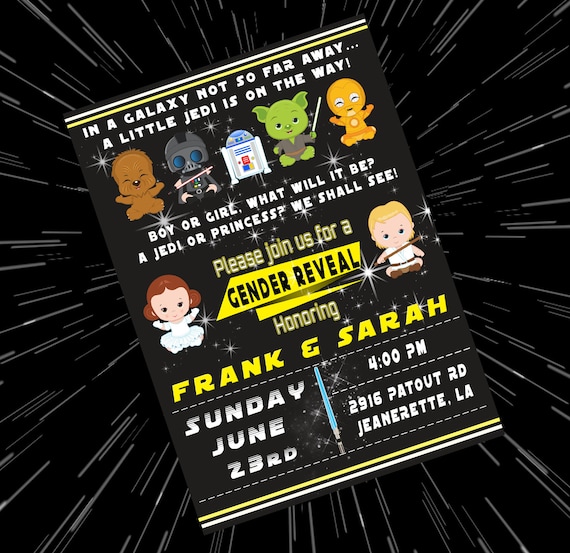 Star Wars Gender Reveal Invitation Jedi or Princess DIGITAL - Etsy