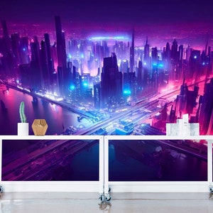 Wallpapers Cyberpunk City Art Wall Mural 3D Night City Wallpaper ...