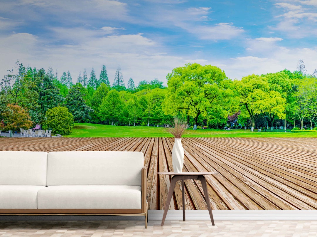 3D Lawn View Wallpaper – Green Grass Wall Mural, Peel and Stick - Etsy