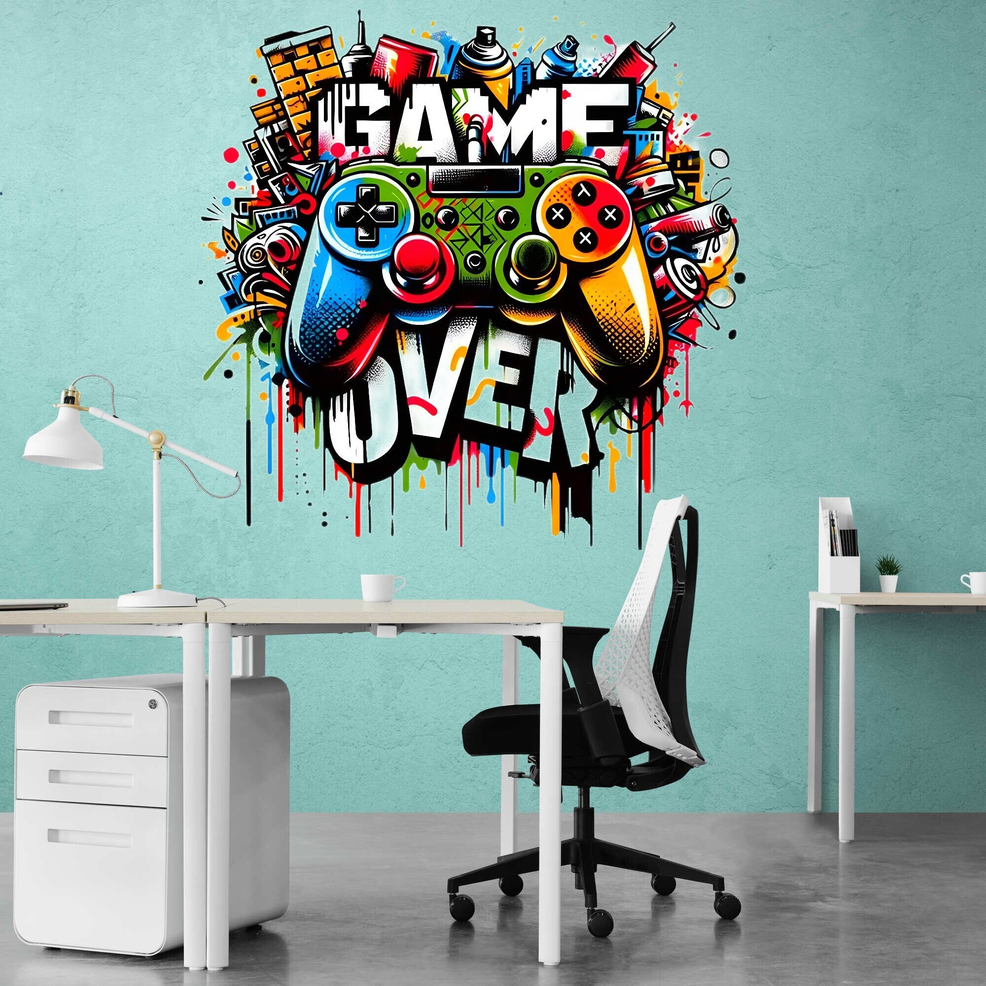 Gamer Wall Decal, 3D AI Graphic Wall Art Sticker, Perfect Wall Decor ...