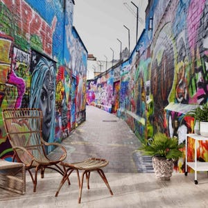 Graffiti Alley Wallpaper Mural: Urban Street Art, Loft Decor - Etsy