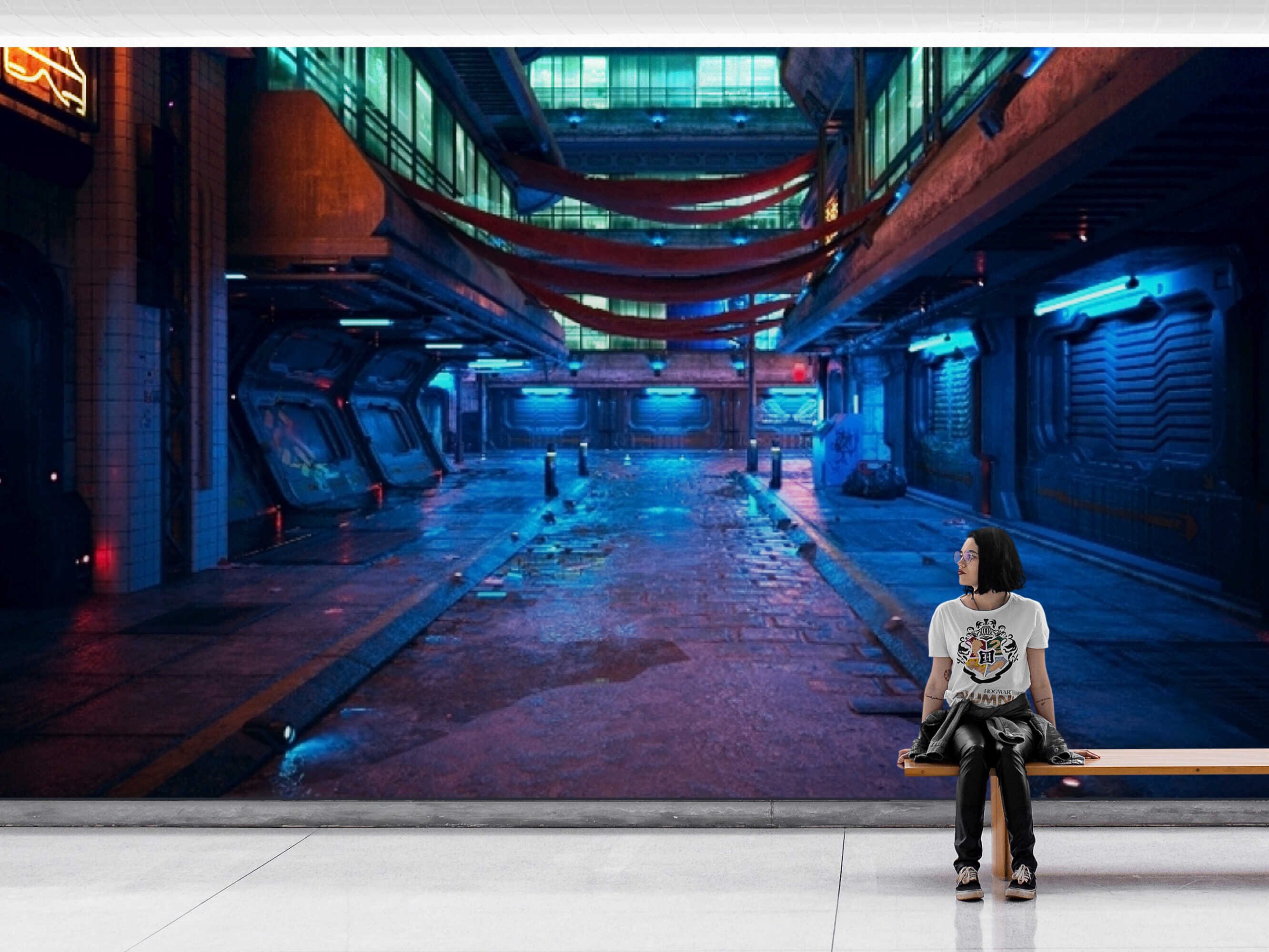 Cyber City Wallpaper Mural Custom Game Room Decor Peel and Stick ...