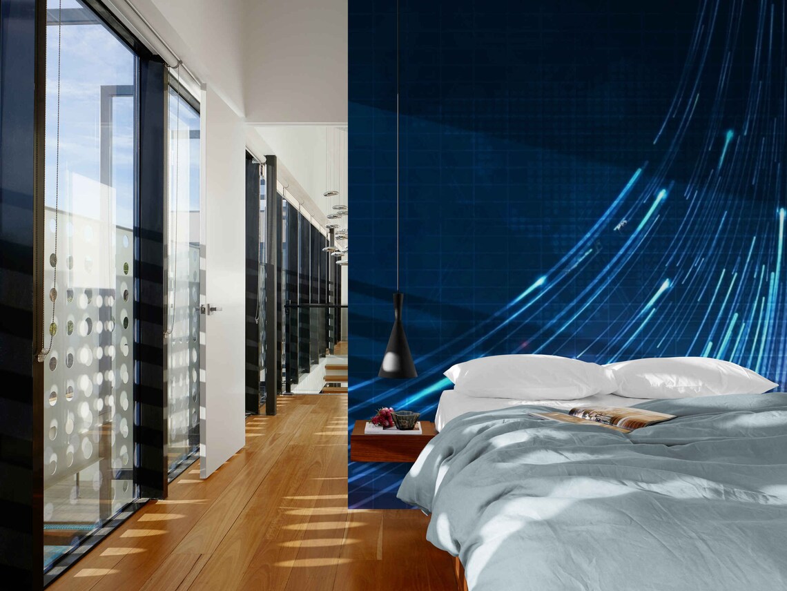 Blue Streak 3D Art High-tech Wall Design Internet Speed Mural Digital ...