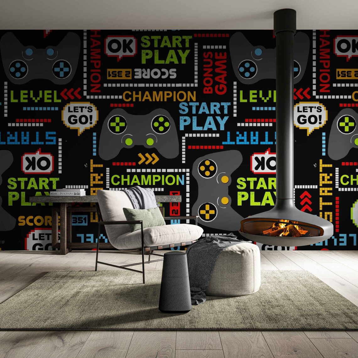 Gaming Wall Mural – Retro Video Game Peel and Stick Self Adhesive ...
