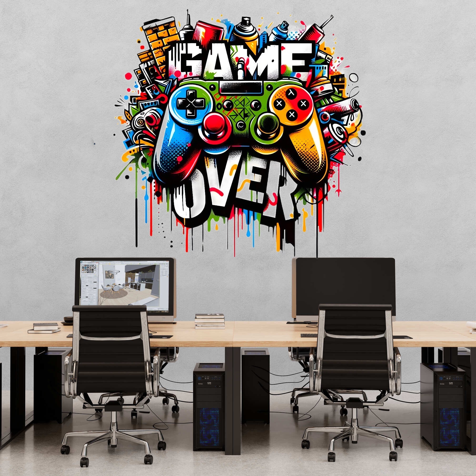 Self Adhesive Wall Stickers for Game Room Decor - Cyberpunk 3D Effect ...