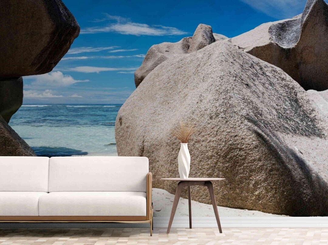 Coastal Rock Formation Wall Mural – Tropical Ocean Beach View Peel and ...