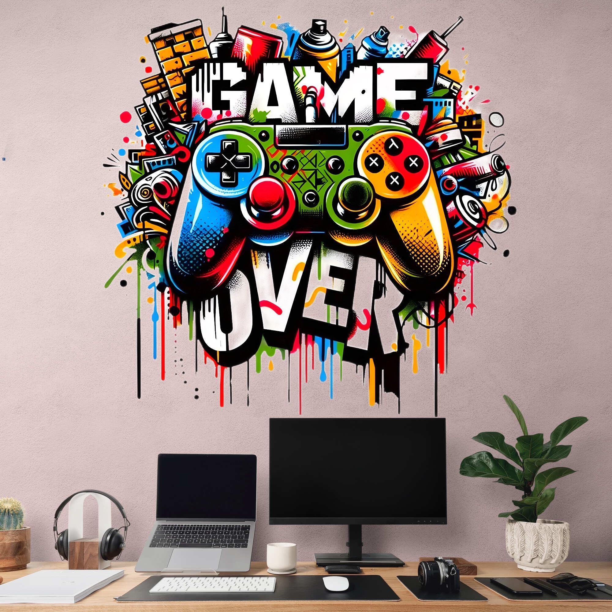 Self Adhesive Wall Stickers for Game Room Decor Cyberpunk 3D Effect ...
